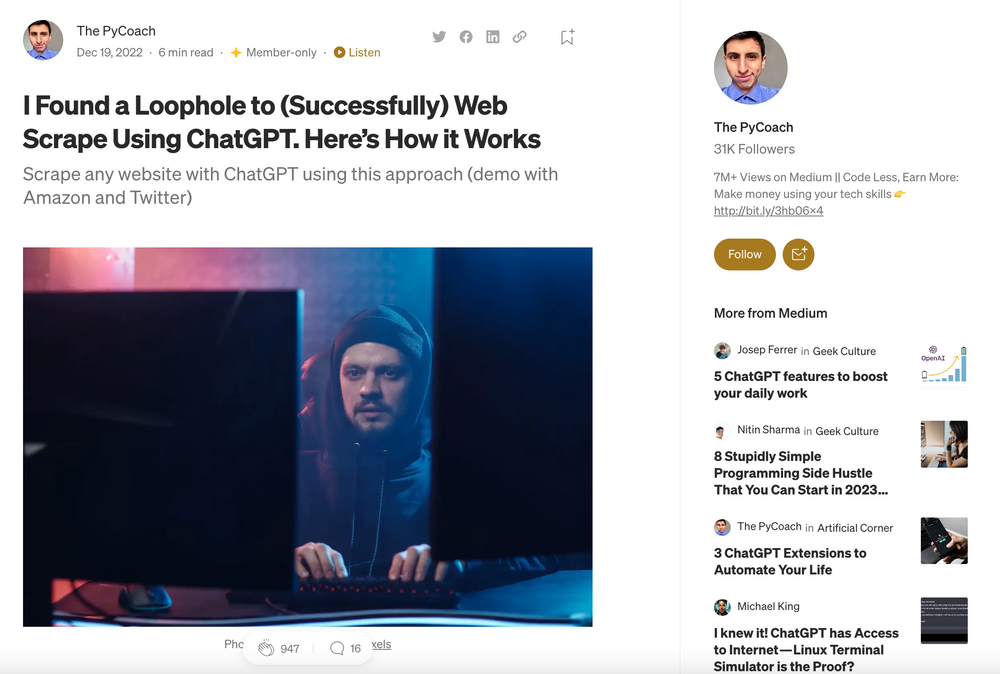 Applications of ChatGPT and other LLMs in web scraping
