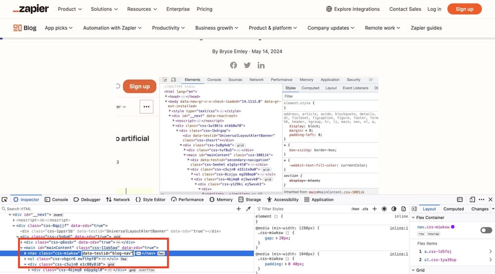 Inspect elements in Chrome, Safari, Firefox, and more