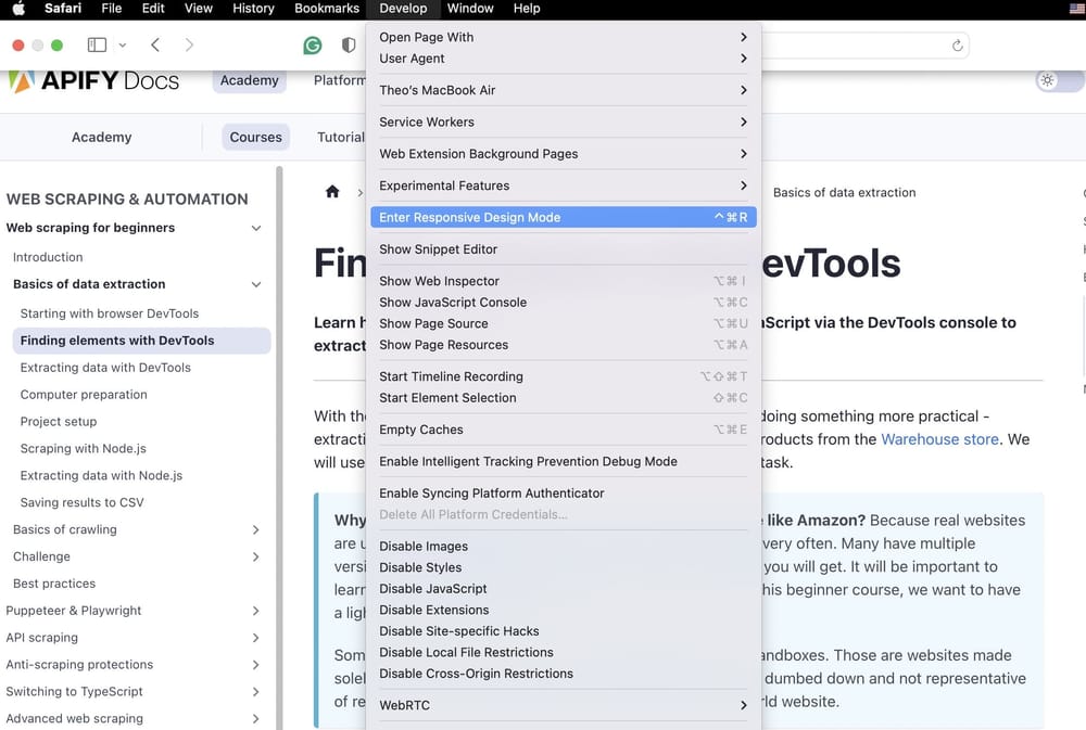 Inspect elements in Chrome, Safari, Firefox, and more