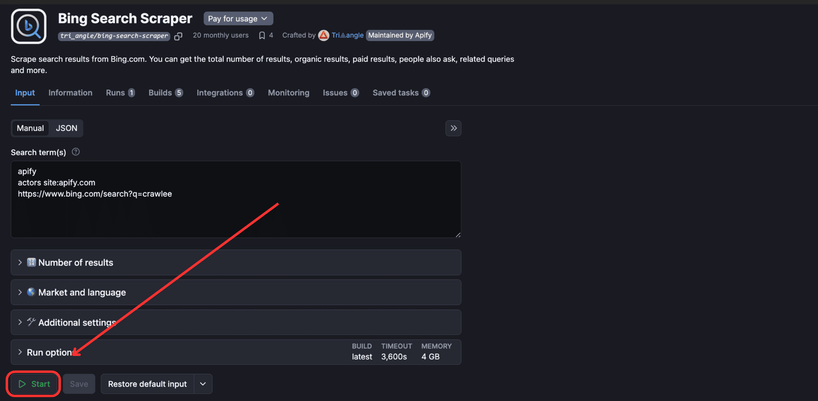 How to scrape Bing search results