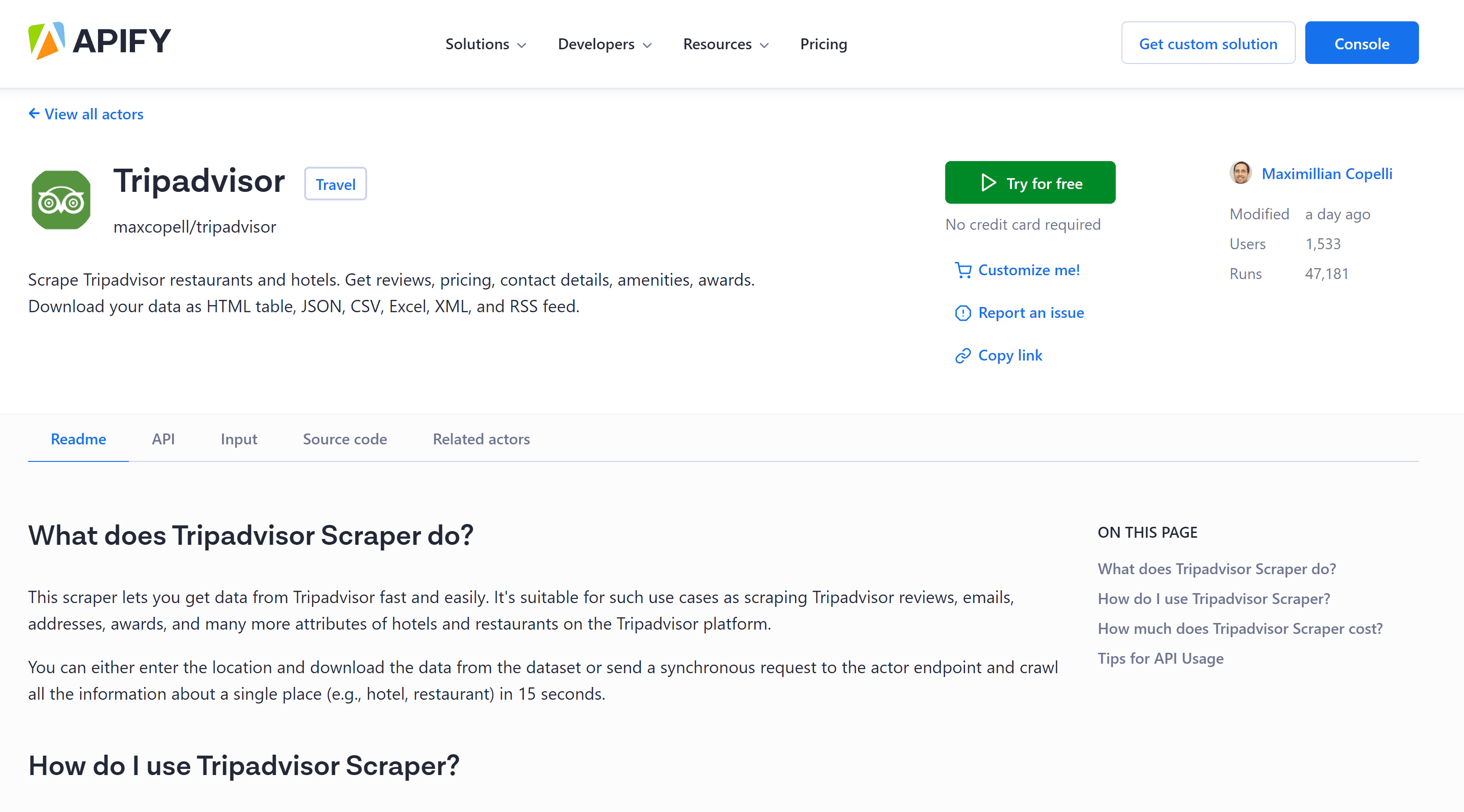 How to scrape Tripadvisor with an unofficial API