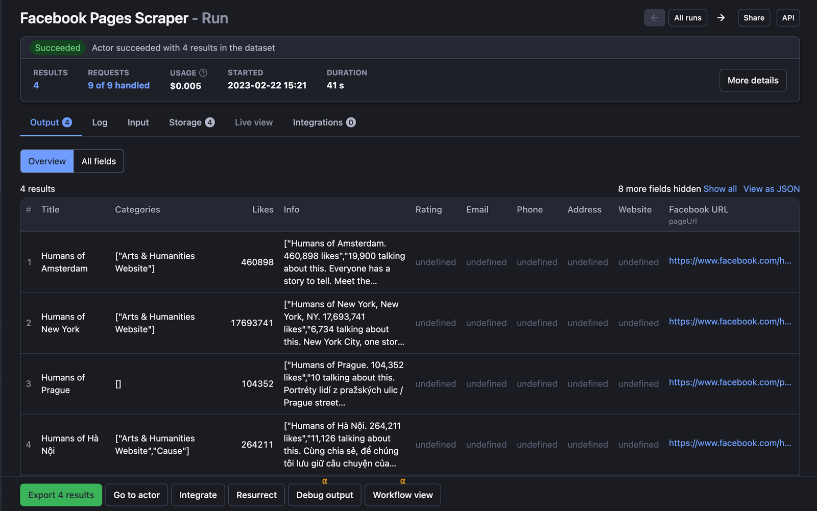 How to scrape Facebook Pages