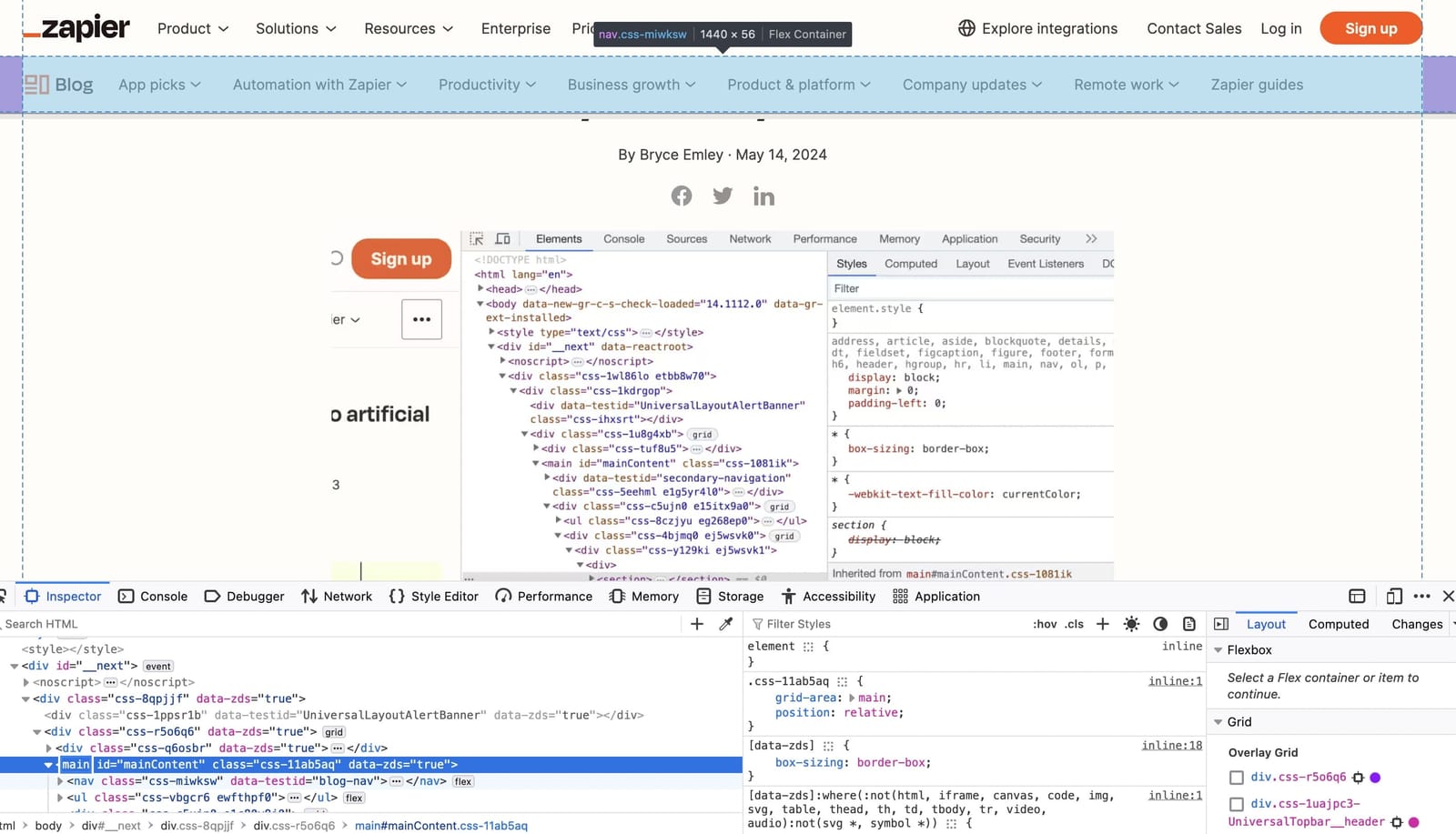 Inspect elements in Chrome, Safari, Firefox, and more