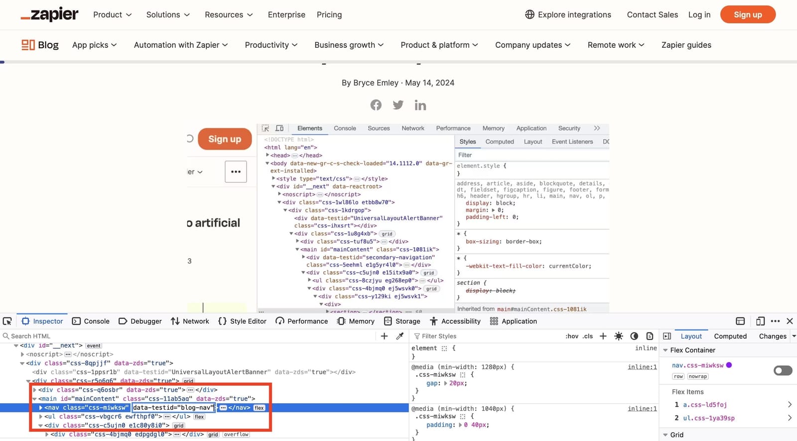 Inspect elements in Chrome, Safari, Firefox, and more