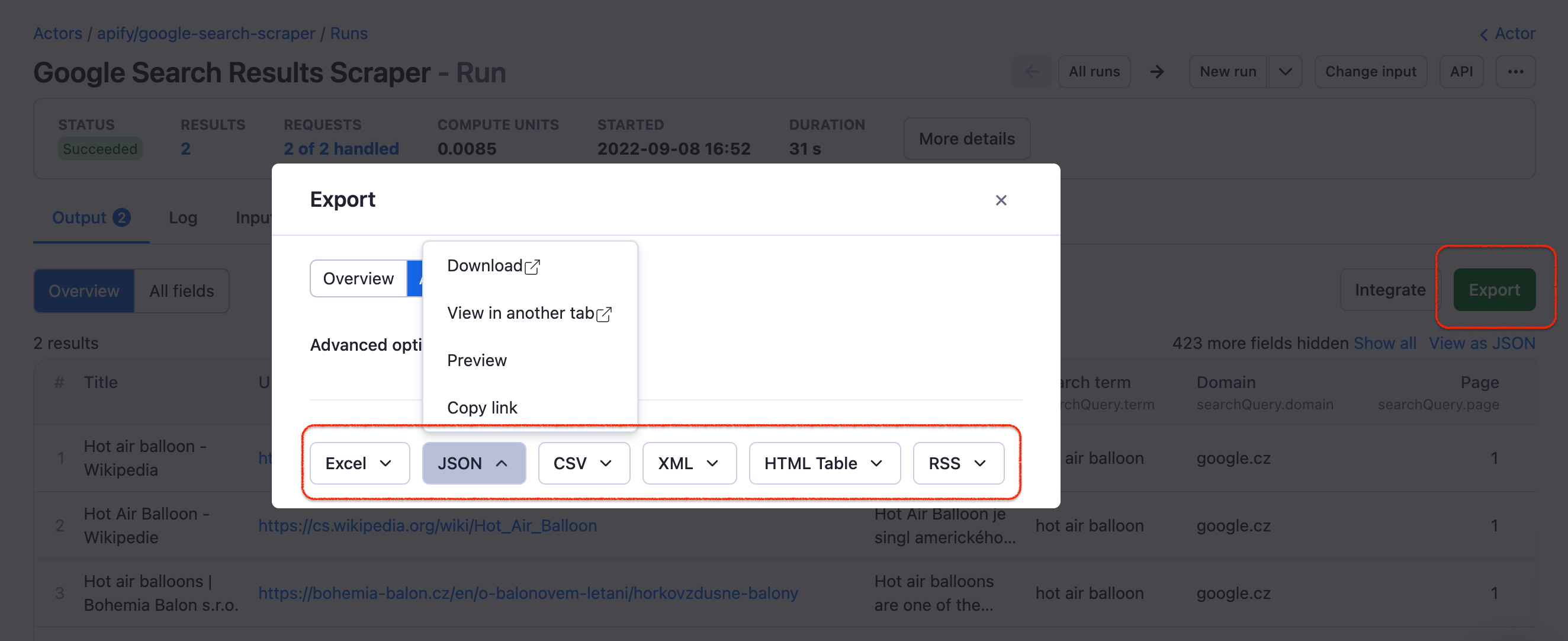 How to scrape Google Search results