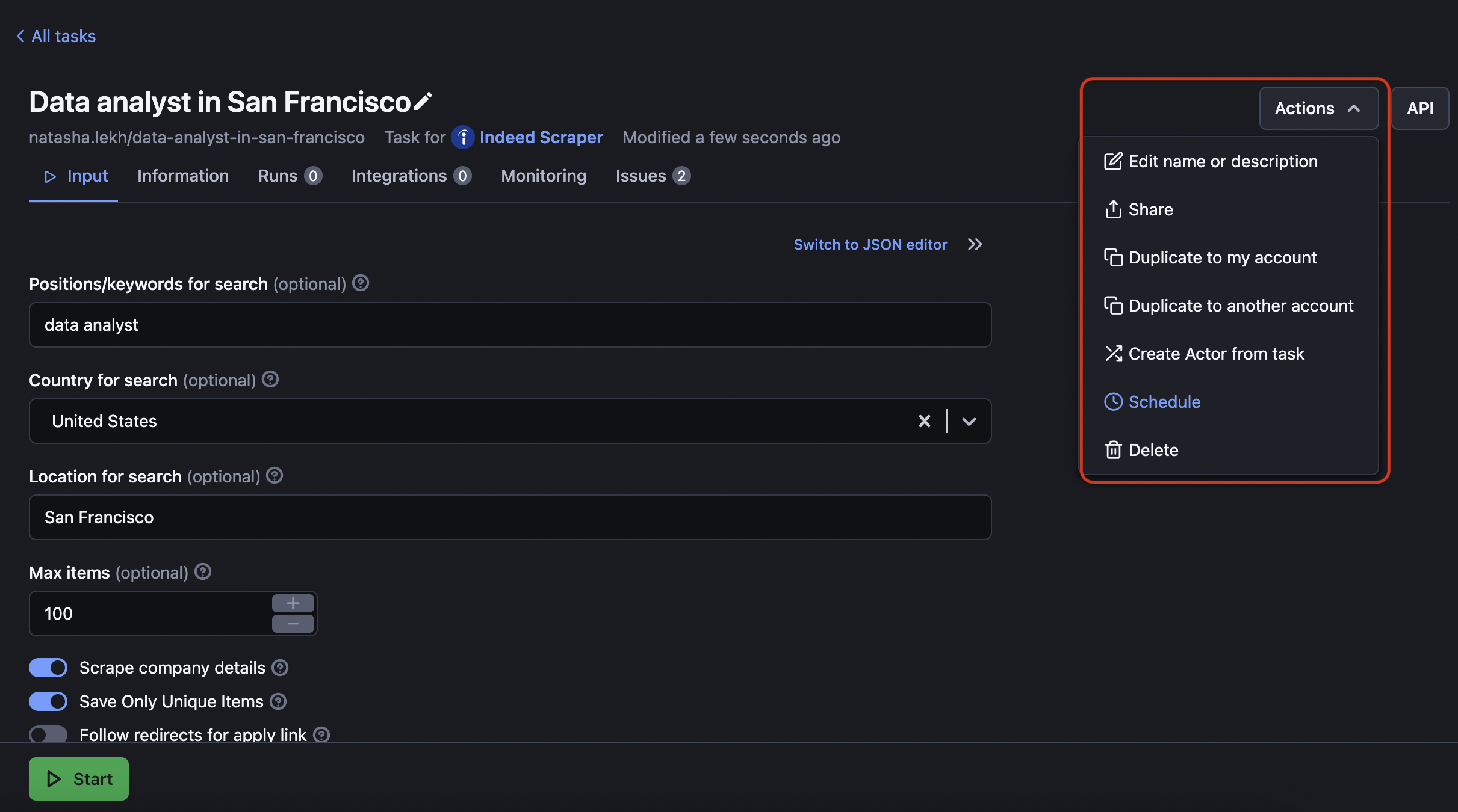 How to scrape Indeed jobs and company profiles