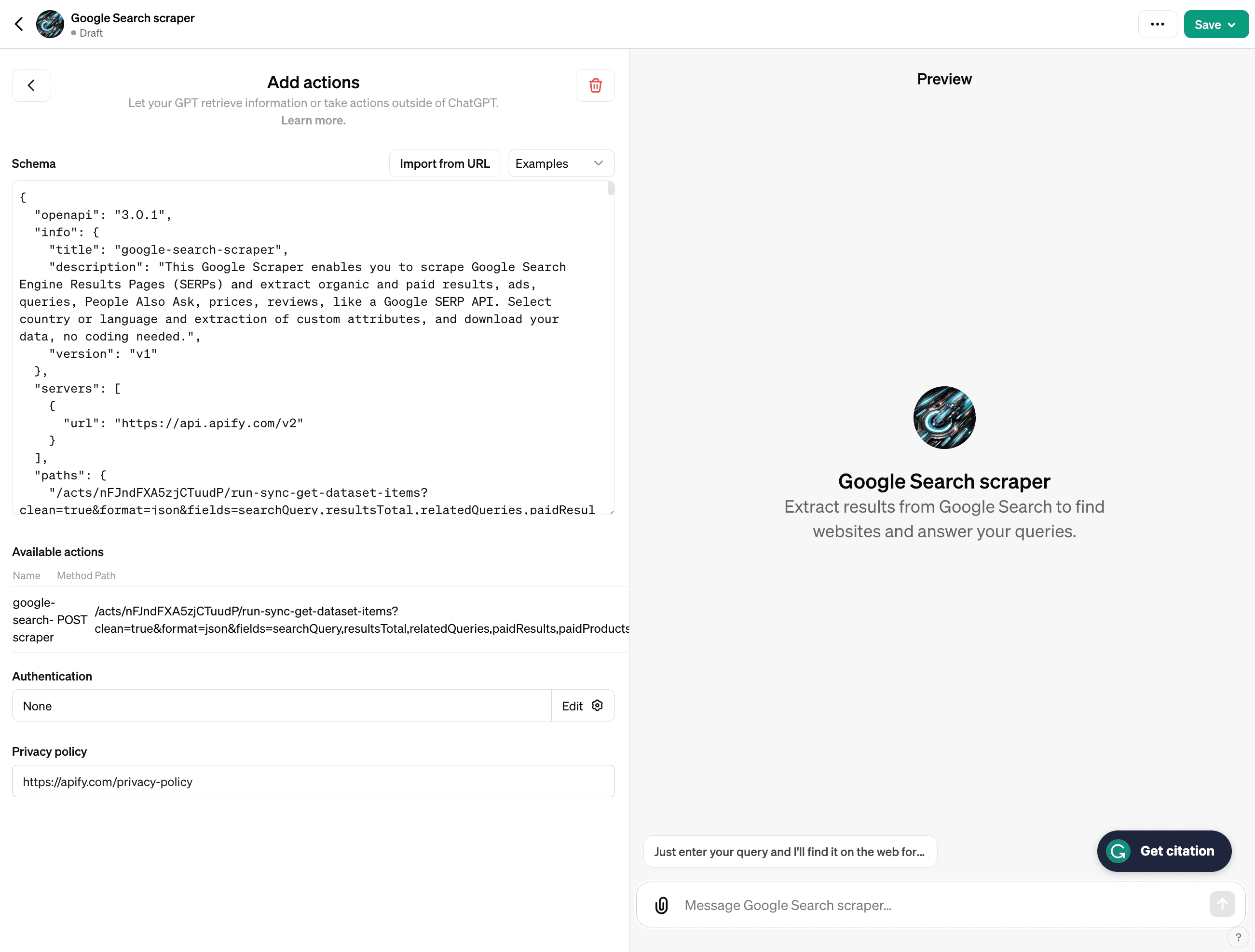 How to add custom actions to your GPTs