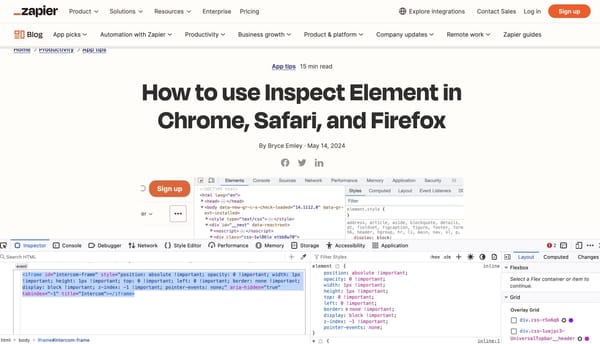 Inspect elements in Chrome, Safari, Firefox, and more