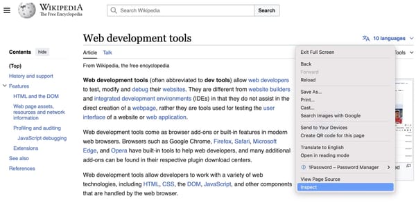 Inspect elements in Chrome, Safari, Firefox, and more