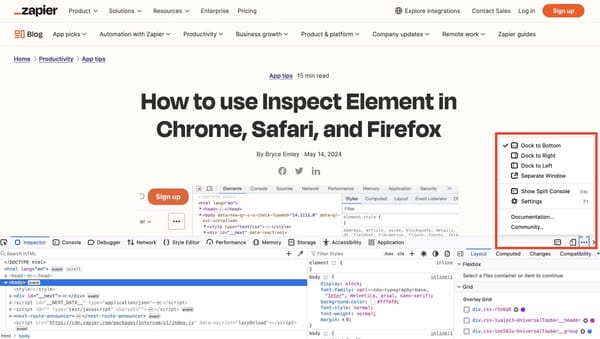 Inspect elements in Chrome, Safari, Firefox, and more